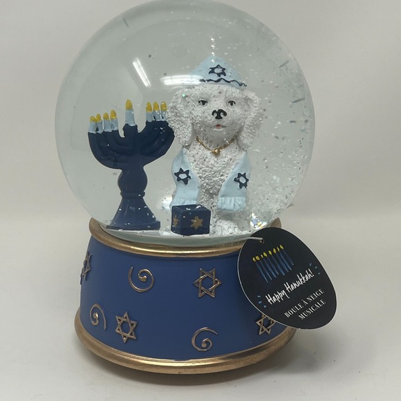Happy Hanukkah! | Holiday | Happy Hanukkah Musical Snow Globe Poodle ...